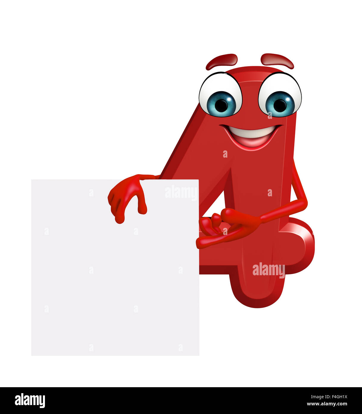 3d rendered illustration of cartoon character of four digit with sign ...