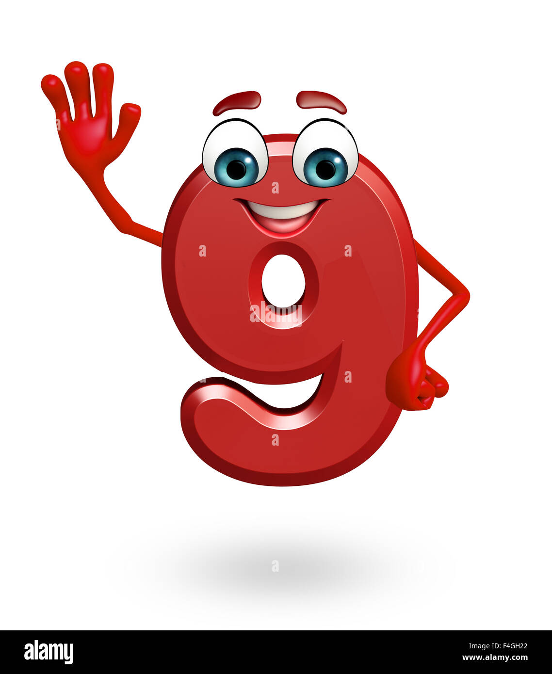 3d rendered illustration of cartoon character of nine digit Stock Photo ...