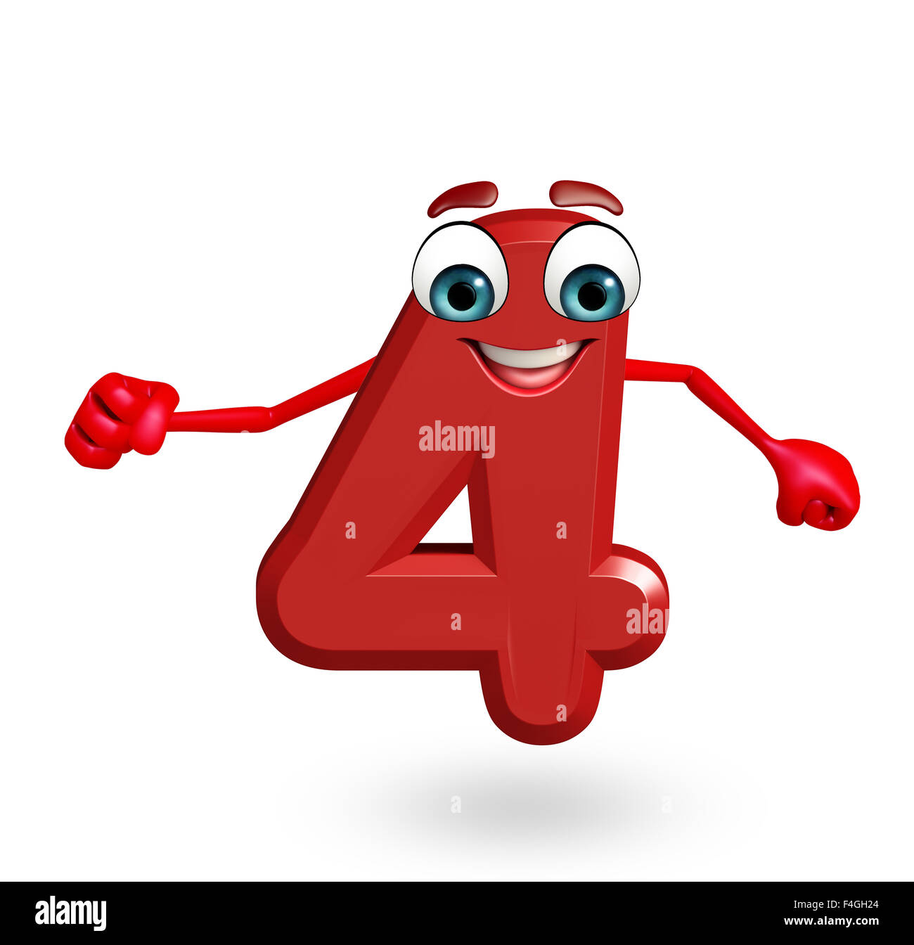 3d rendered illustration of cartoon character of four digit Stock Photo ...