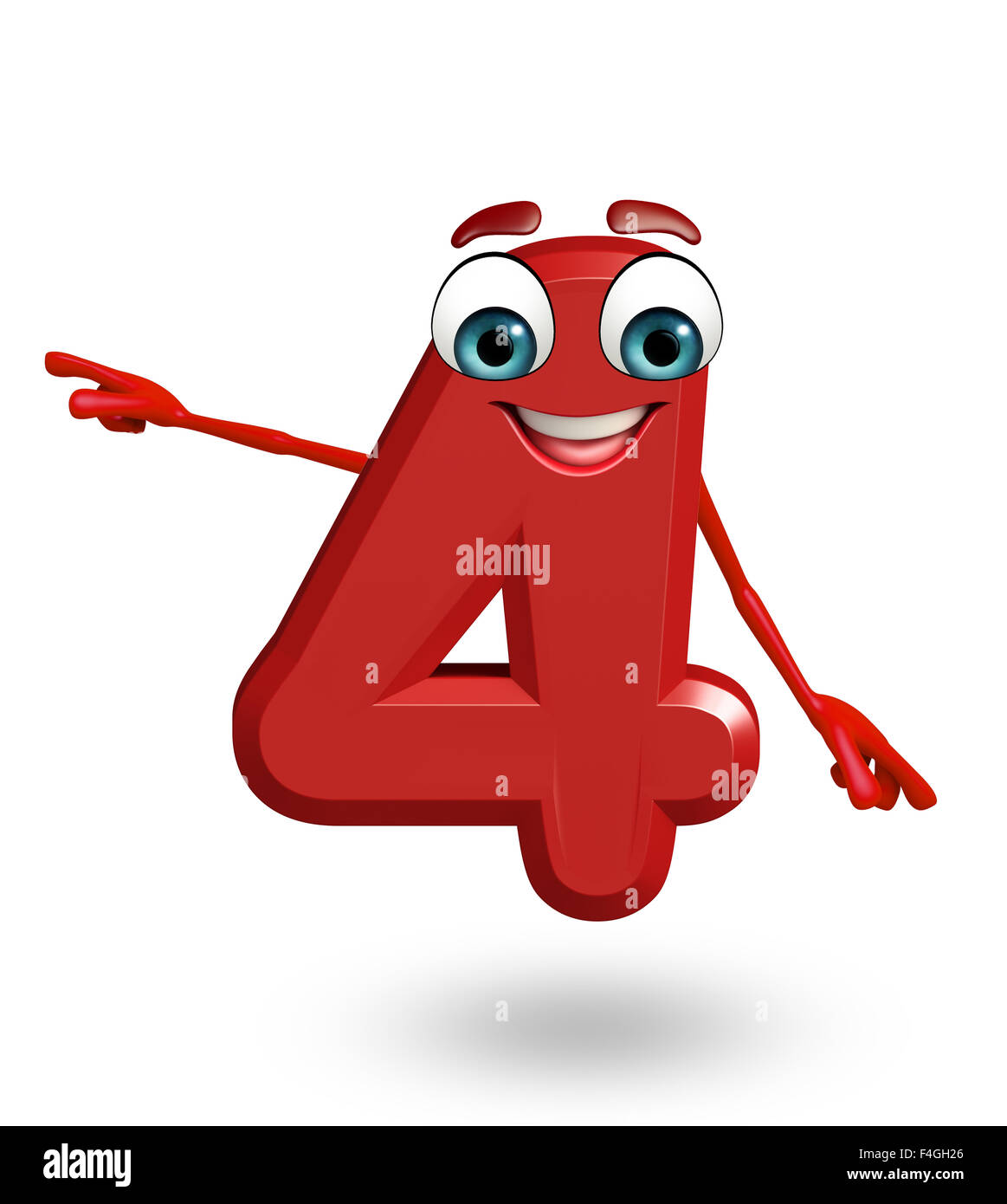 3d rendered illustration of cartoon character of four digit Stock Photo ...