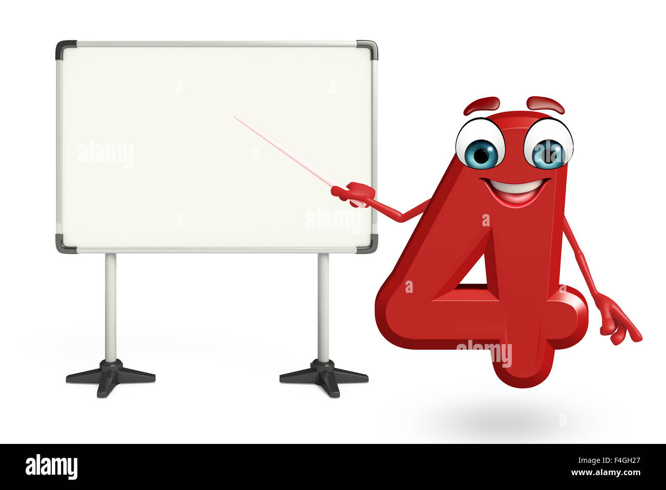 3d rendered illustration of cartoon character of four digit with ...