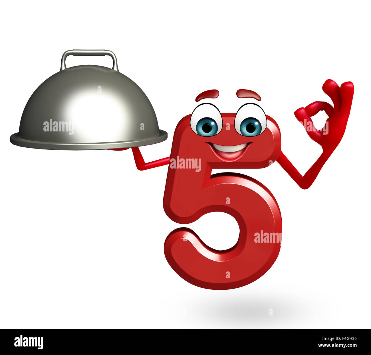 3d rendered illustration of cartoon character of five digit with pan ...