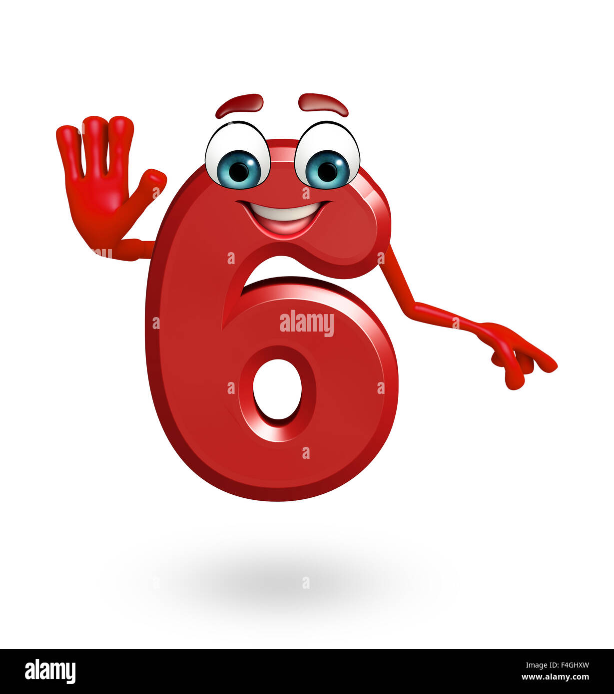 3d rendered illustration of cartoon character of six digit Stock Photo ...