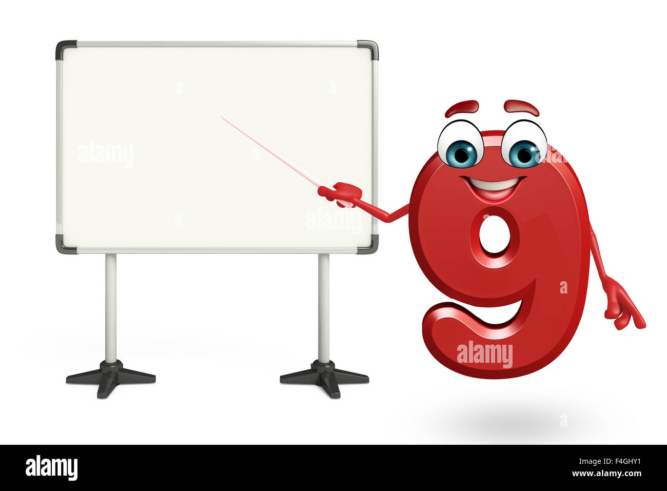 3d rendered illustration of cartoon character of nine digit with ...