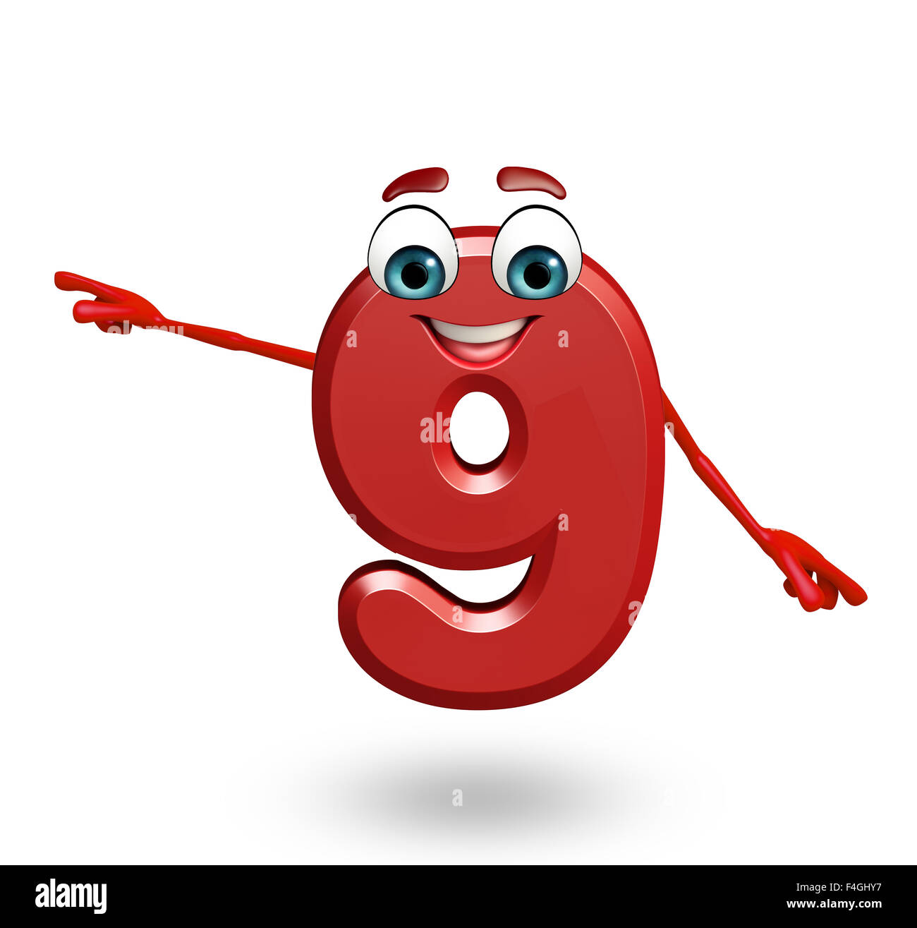 3d rendered illustration of cartoon character of nine digit Stock Photo ...