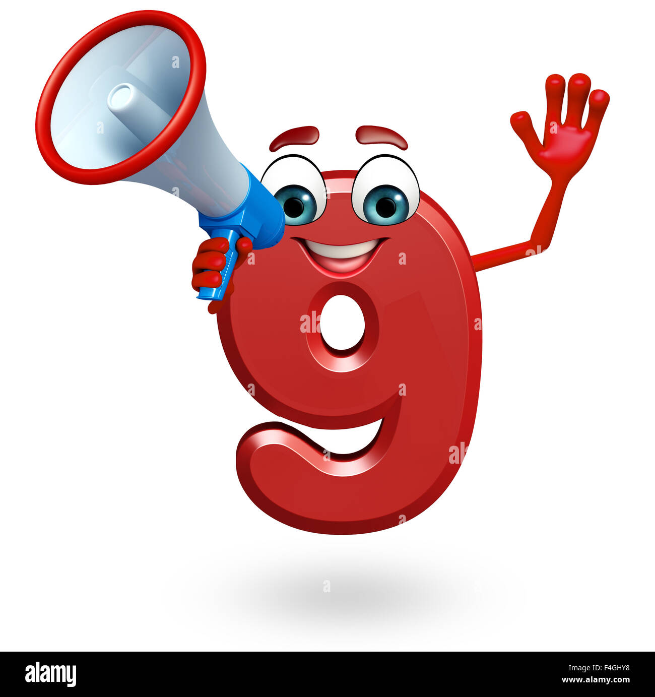 3d rendered illustration of cartoon character of nine digit with ...