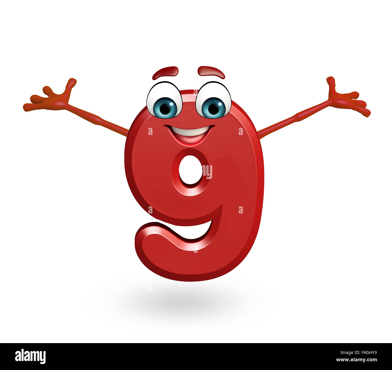 3d rendered illustration of cartoon character of nine digit Stock Photo ...