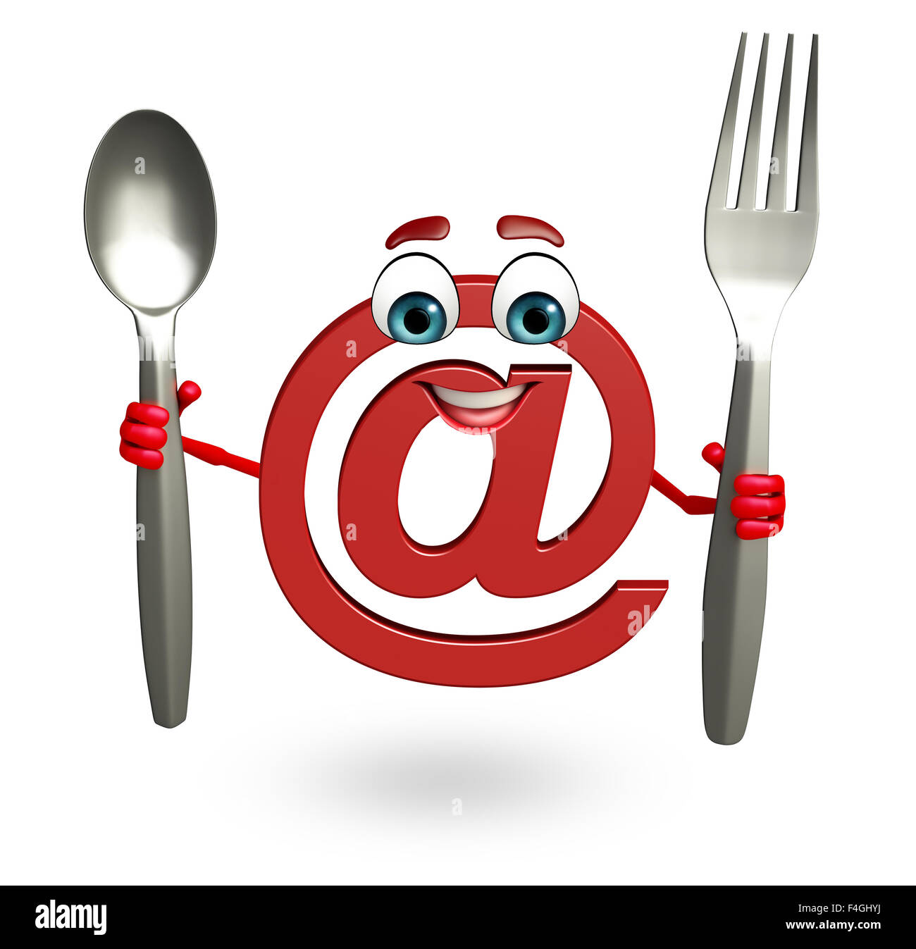 3d rendered illustration of at the rate sign with spoon Stock Photo - Alamy