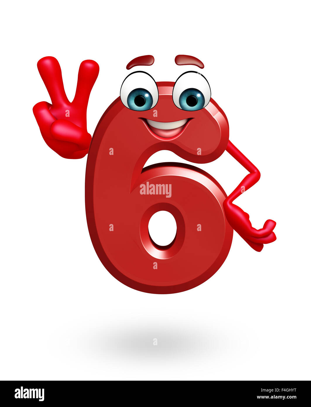 3d rendered illustration of cartoon character of six digit Stock Photo ...