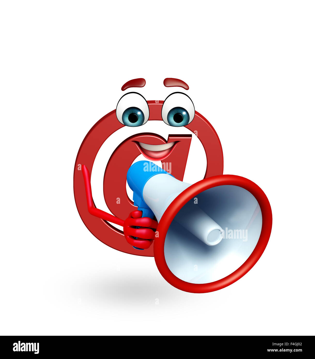 3d rendered illustration of at the rate sign with loudspeaker Stock ...