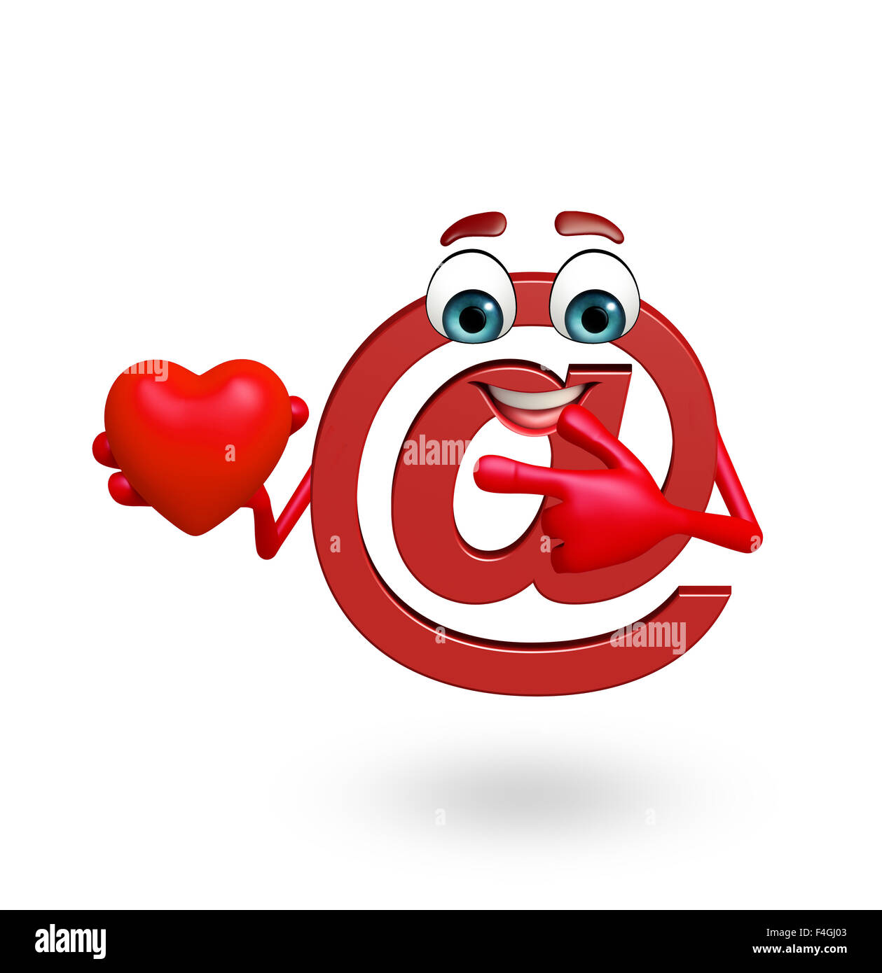 3d rendered illustration of at the rate sign with heart shape Stock ...