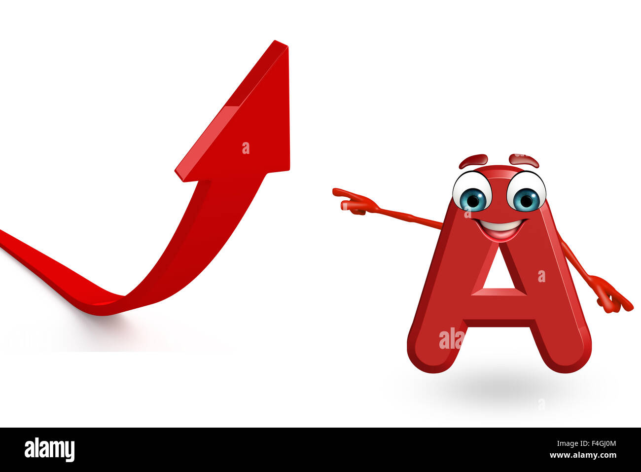 3d rendered illustration of alphabet A Cartoon Character with arrow ...
