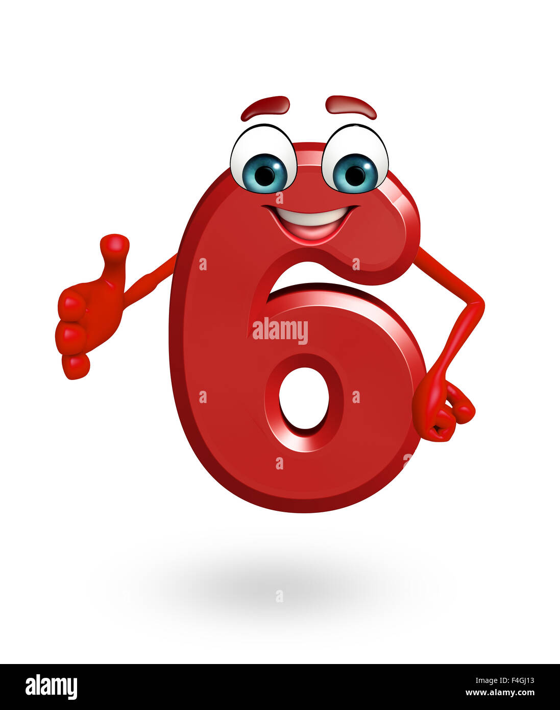 3d rendered illustration of cartoon character of six digit Stock Photo ...