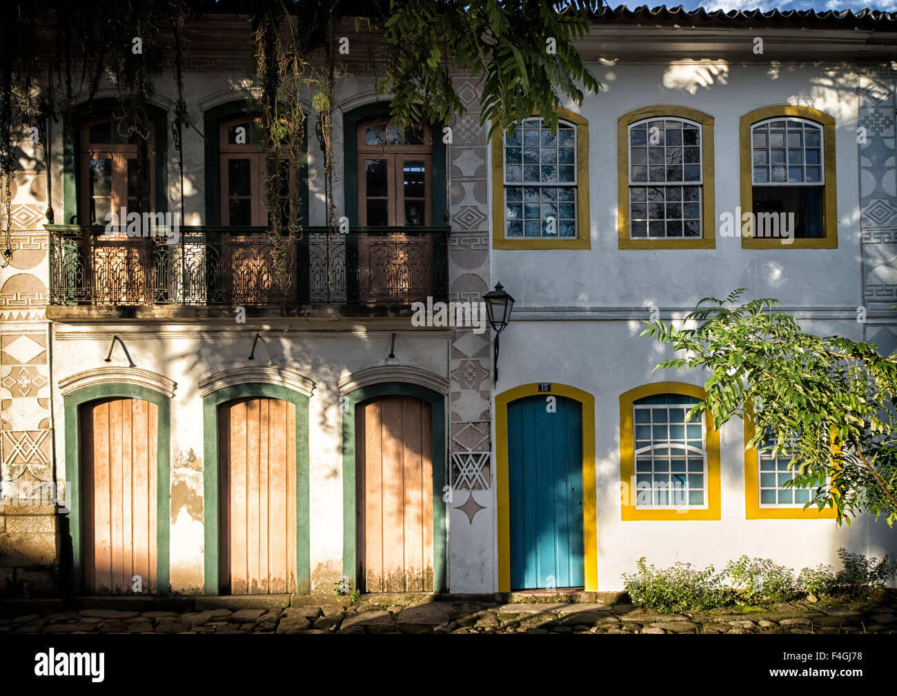 Facade of colonial buildings in Paraty, Rio de Janeiro, Brazil Stock ...