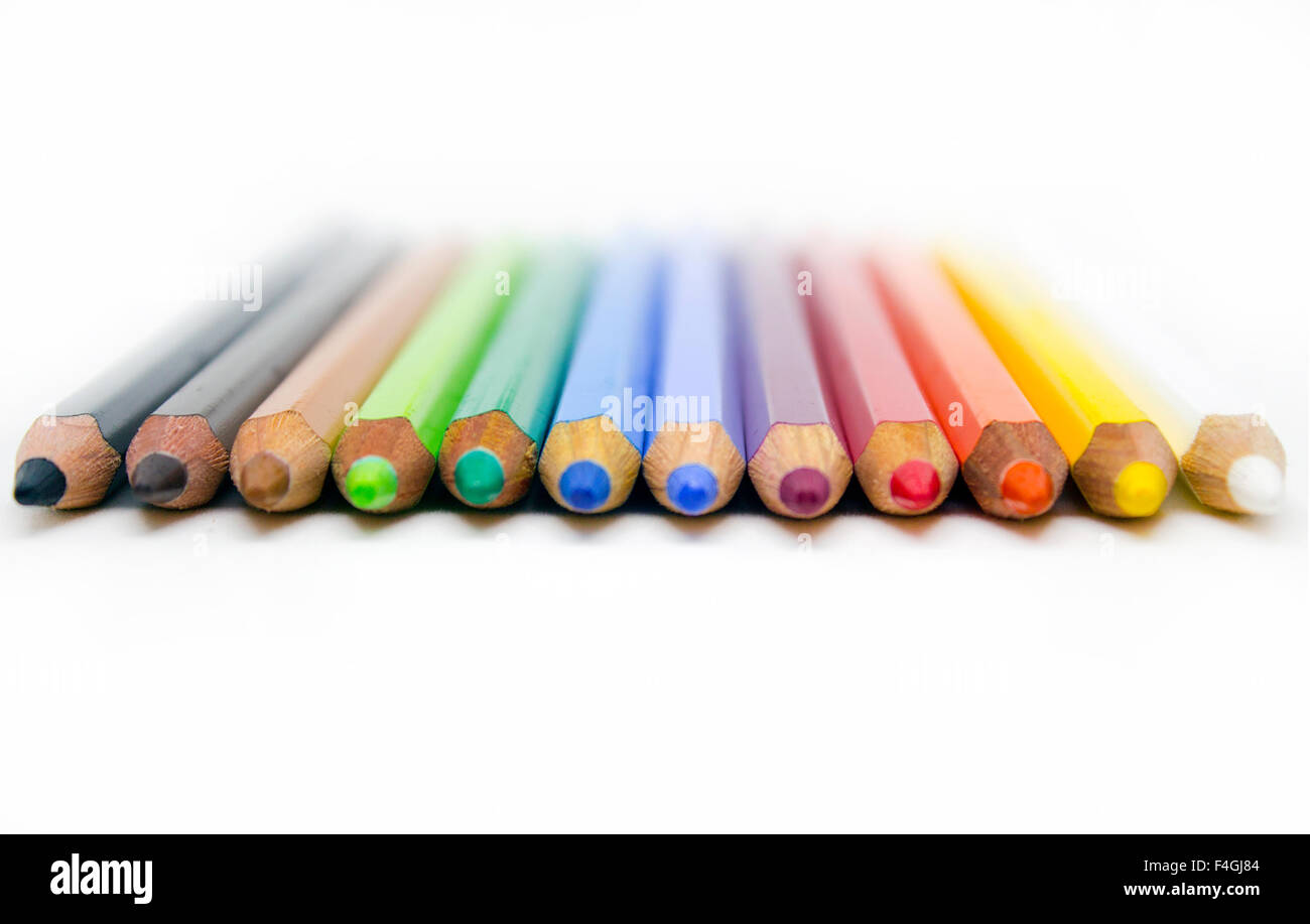Sharpened color pencils isolated on white background Stock Photo - Alamy