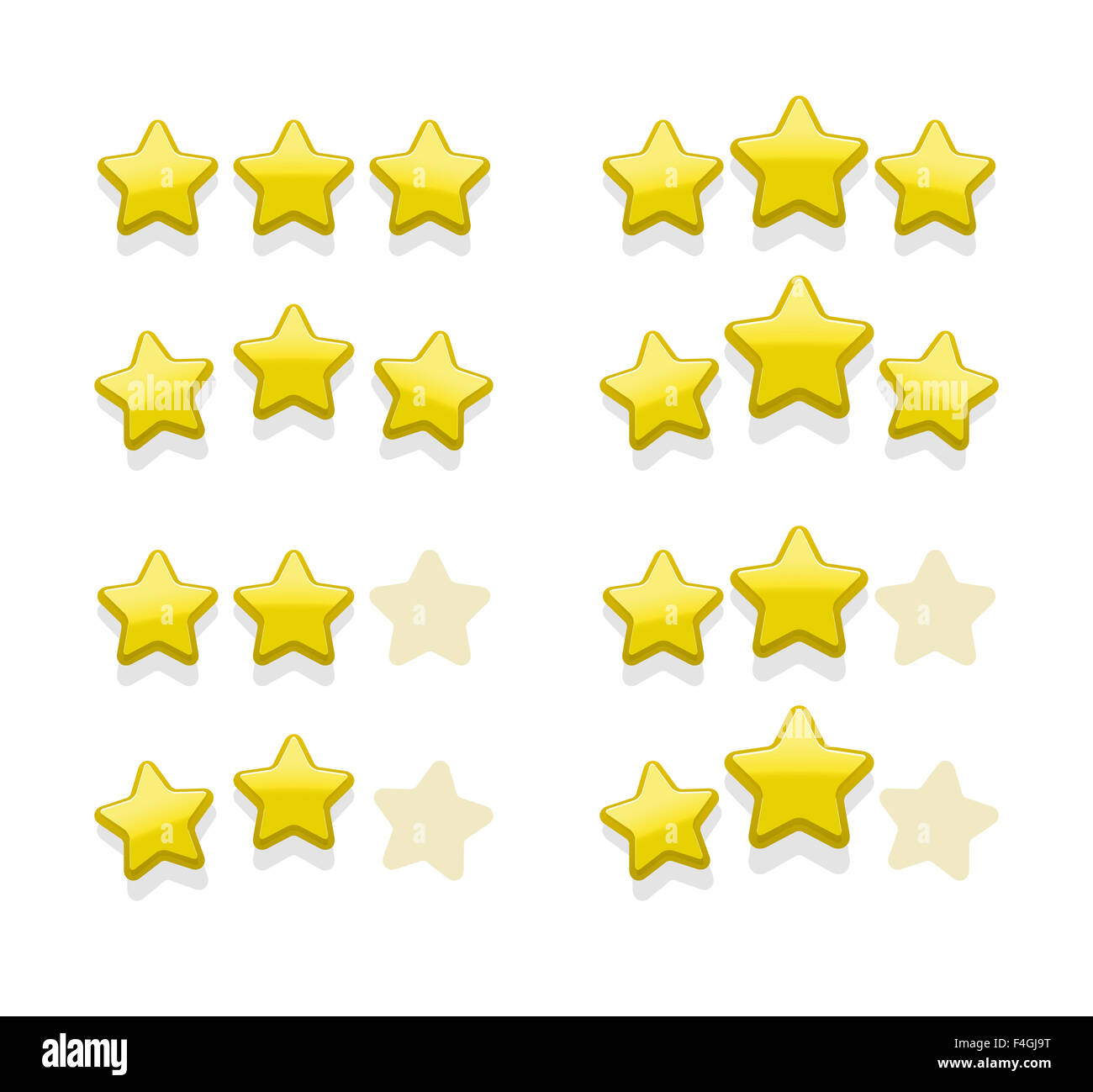 Sets of simple yellow stars for rank, favorites, award Stock Photo - Alamy