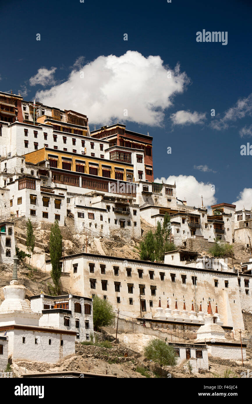 India, Jammu & Kashmir, Ladakh, Thiksey, old hillside gompa, the ...