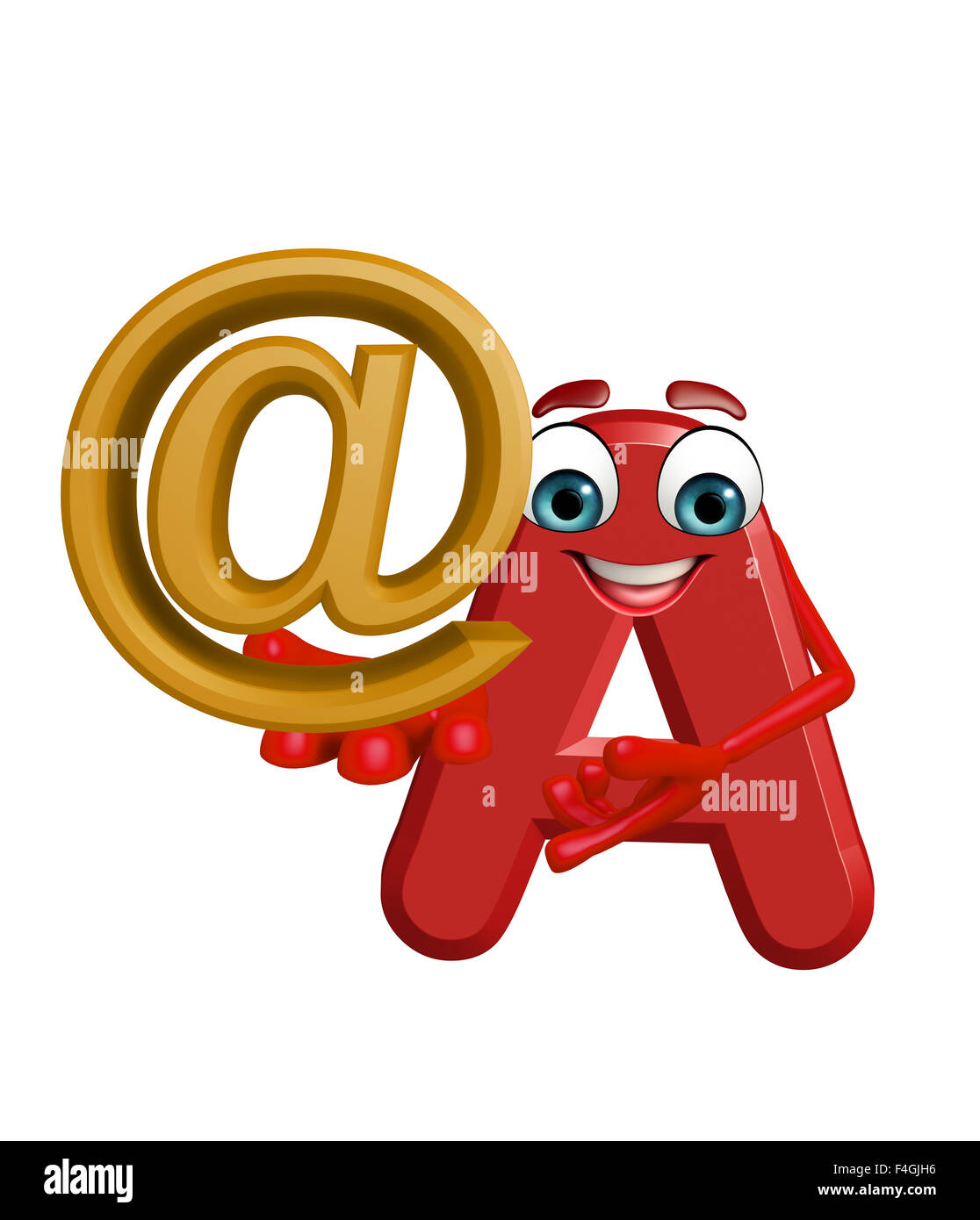 3d rendered illustration of alphabet A Cartoon Character with at the ...