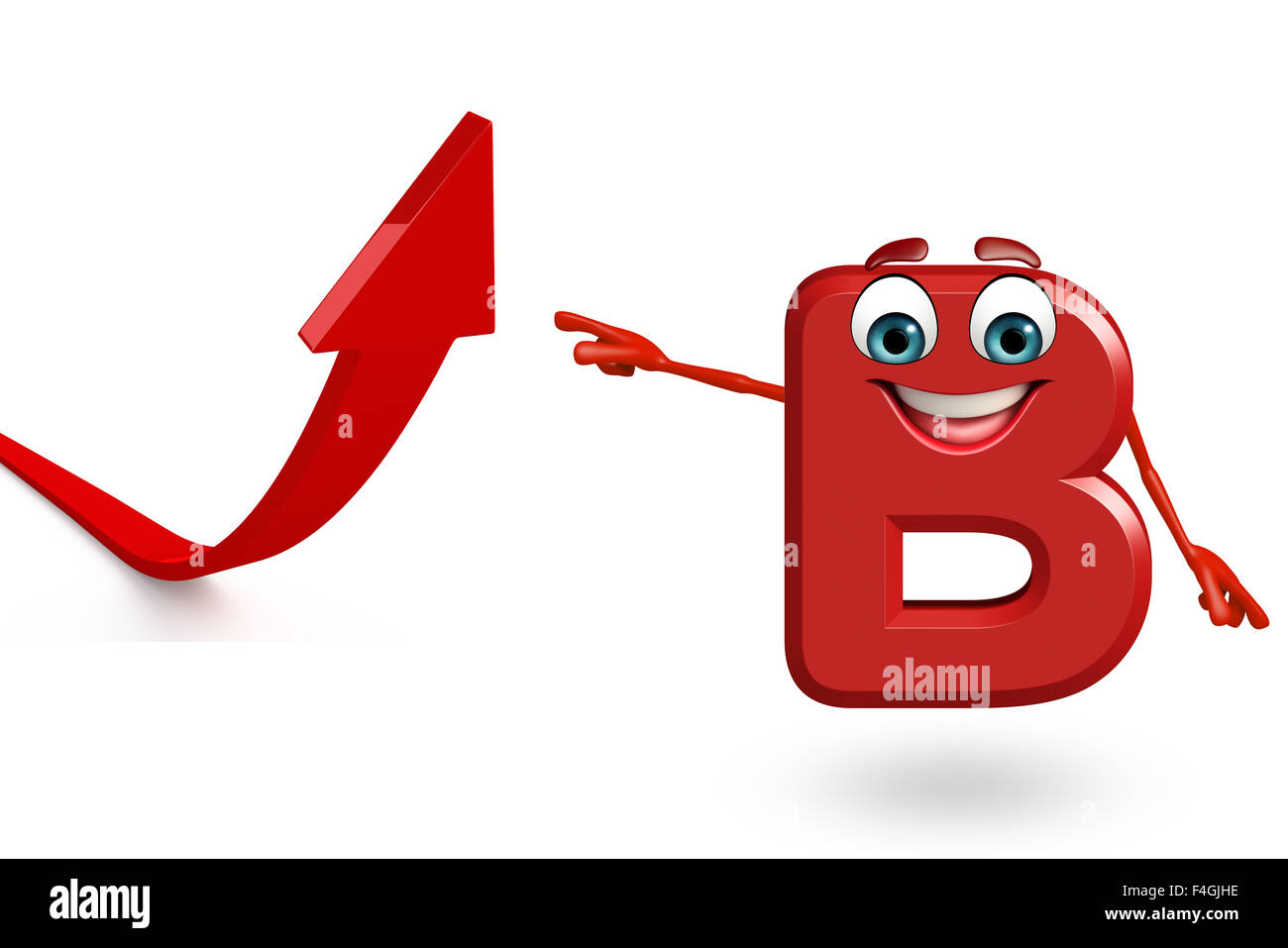 3d rendered illustration of alphabet B Cartoon Character with arrow ...