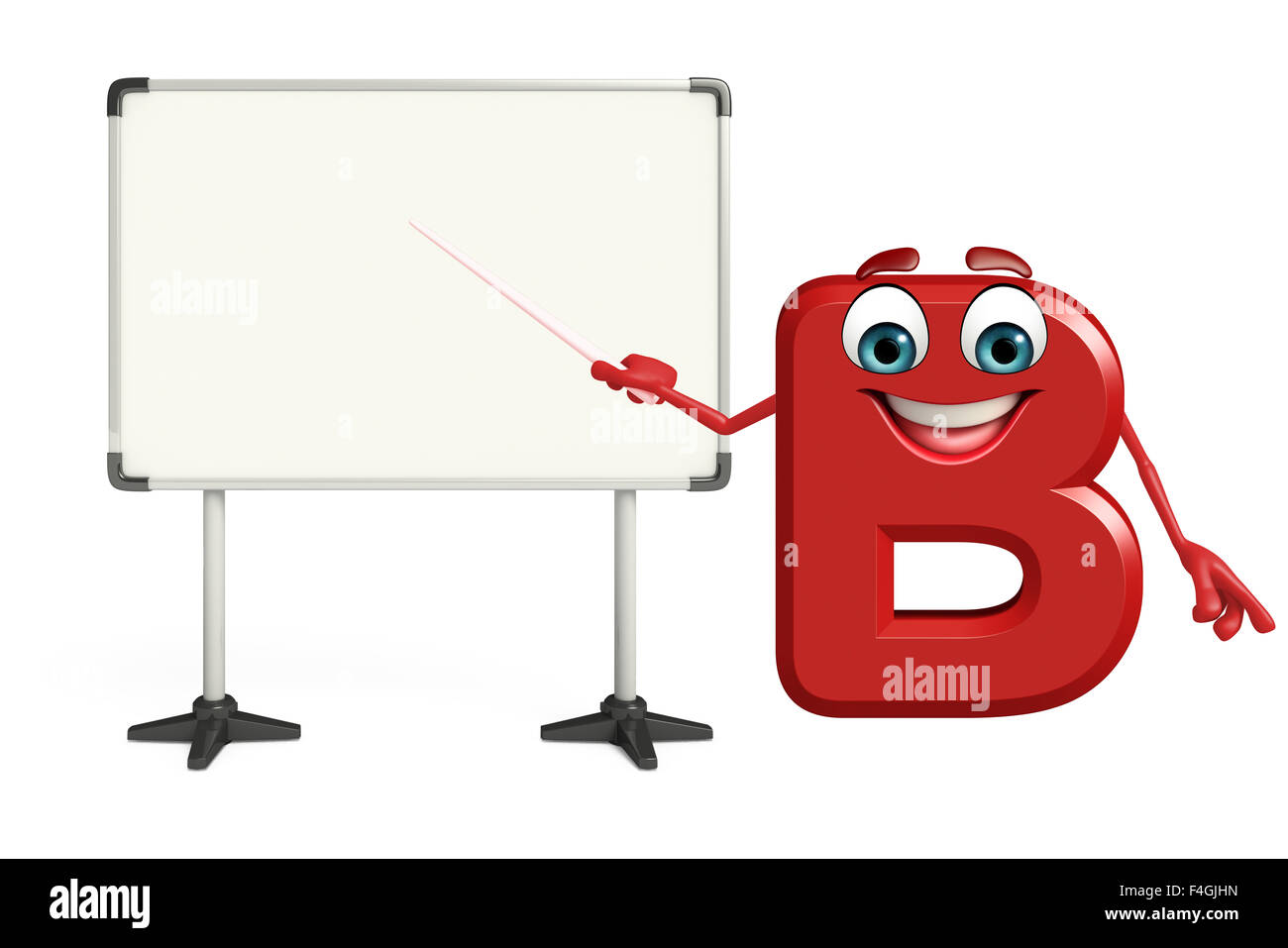 3d rendered illustration of alphabet B Cartoon Character with display ...