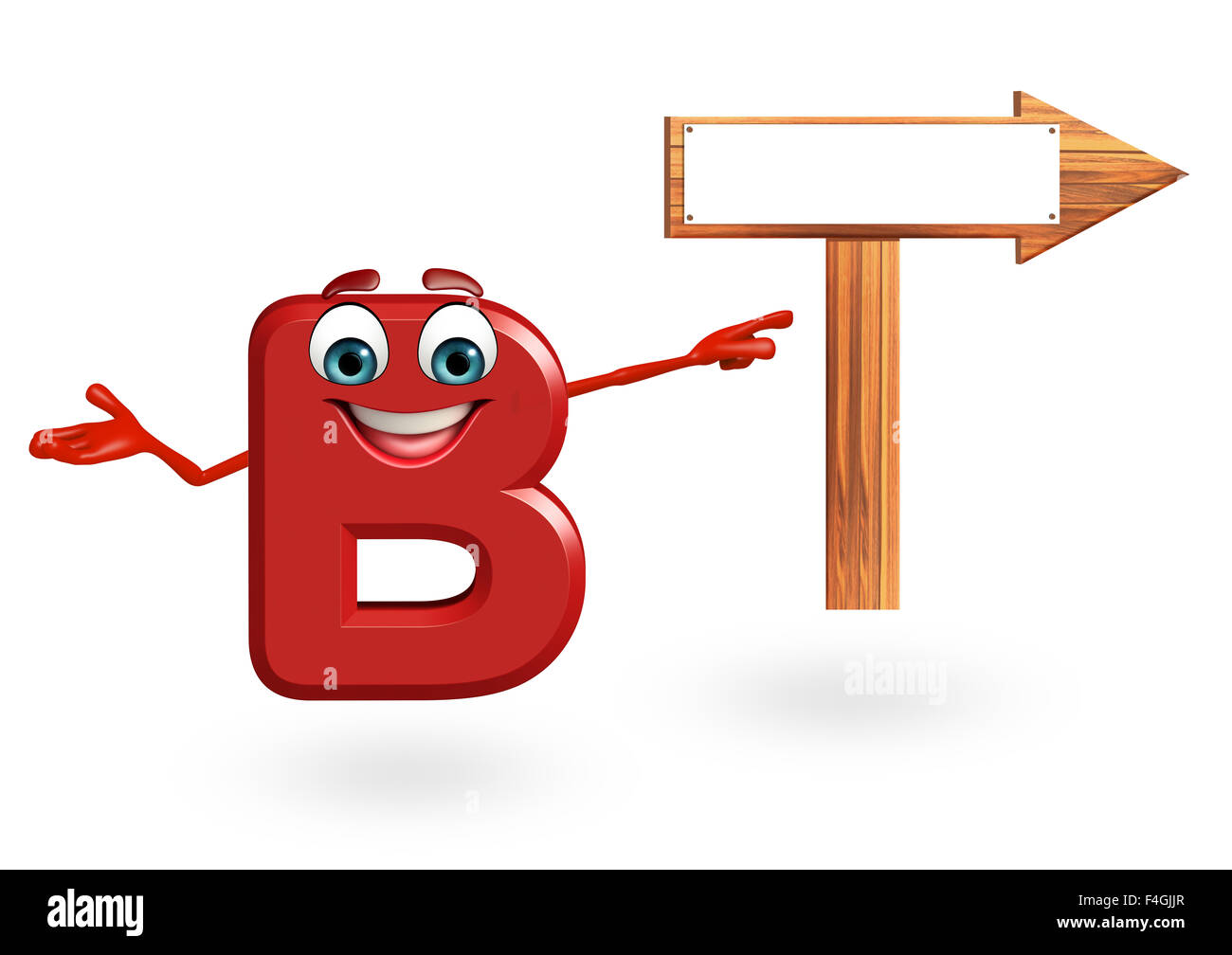 3d rendered illustration of alphabet B Cartoon Character with arrow ...