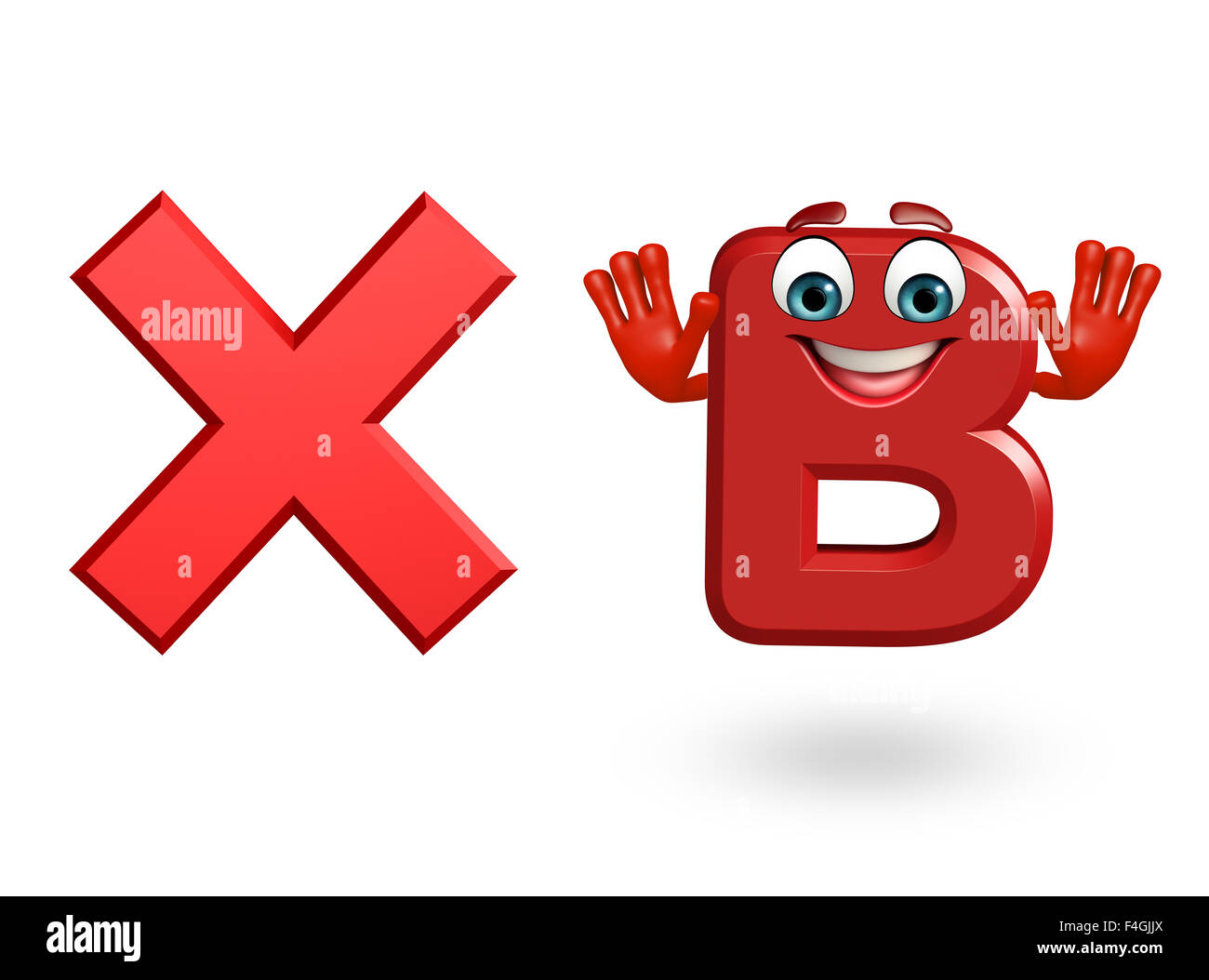 3d rendered illustration of alphabet B Cartoon Character with cross ...