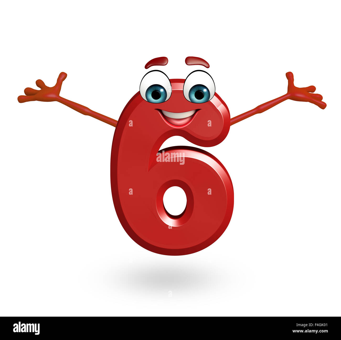 3d rendered illustration of cartoon character of six digit Stock Photo ...