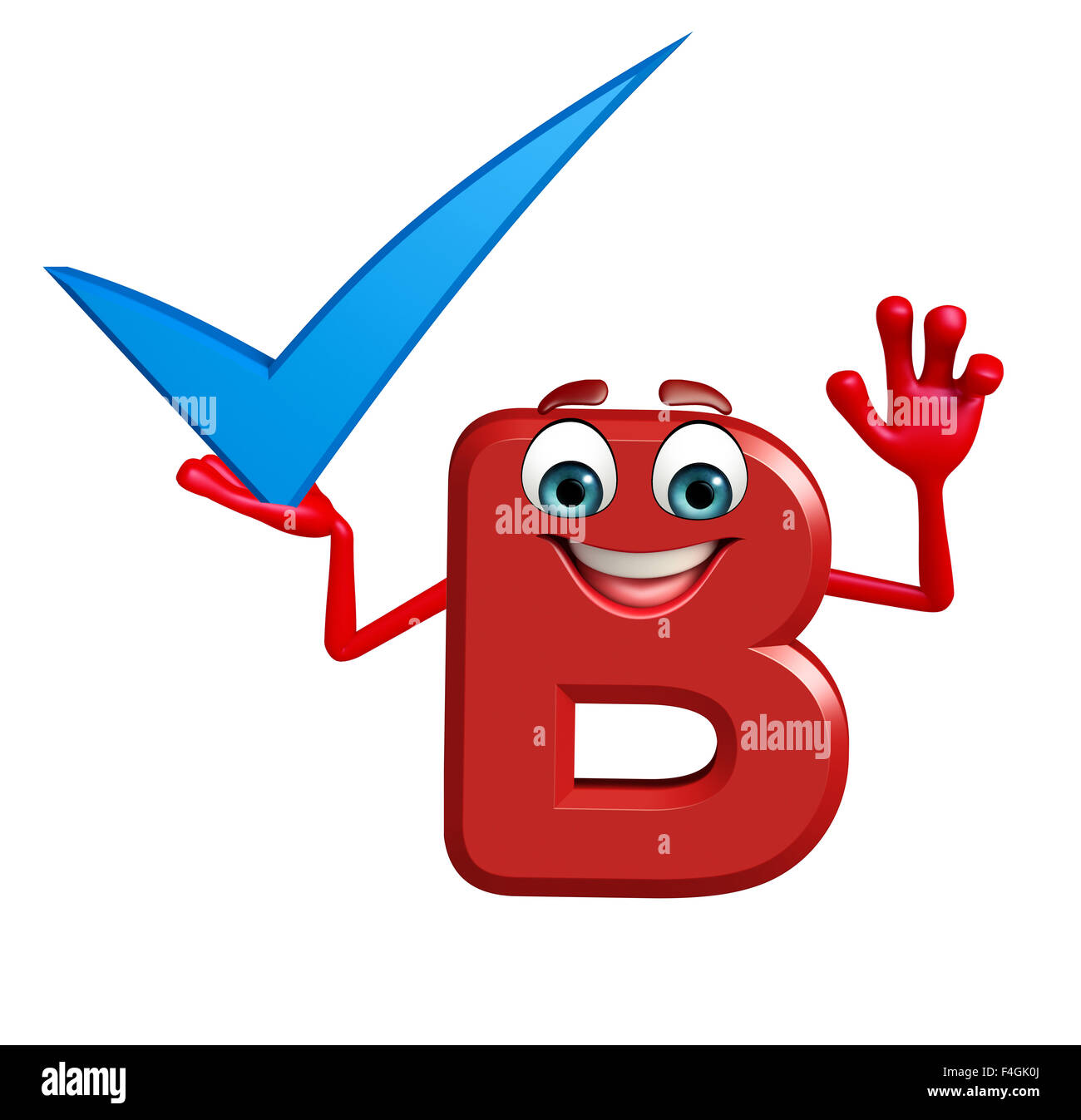 3d rendered illustration of alphabet B Cartoon Character with right ...