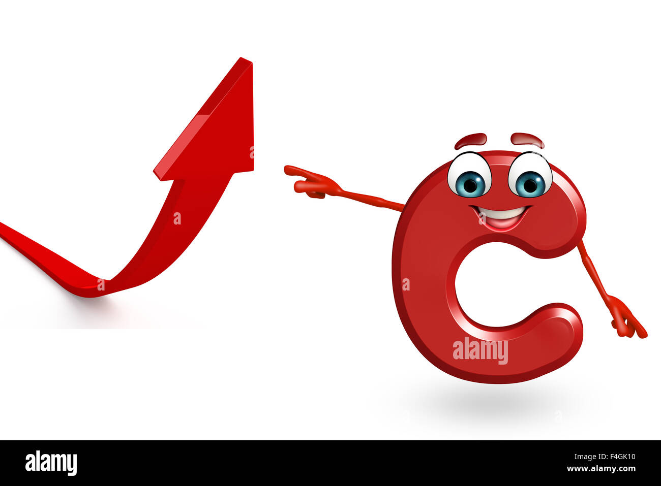 3d rendered illustration of alphabet C Cartoon Character with arrow ...