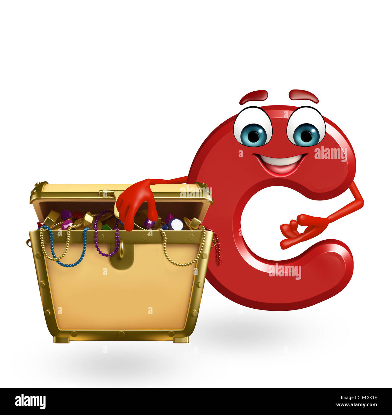 3d rendered illustration of alphabet C Cartoon Character with treasure ...