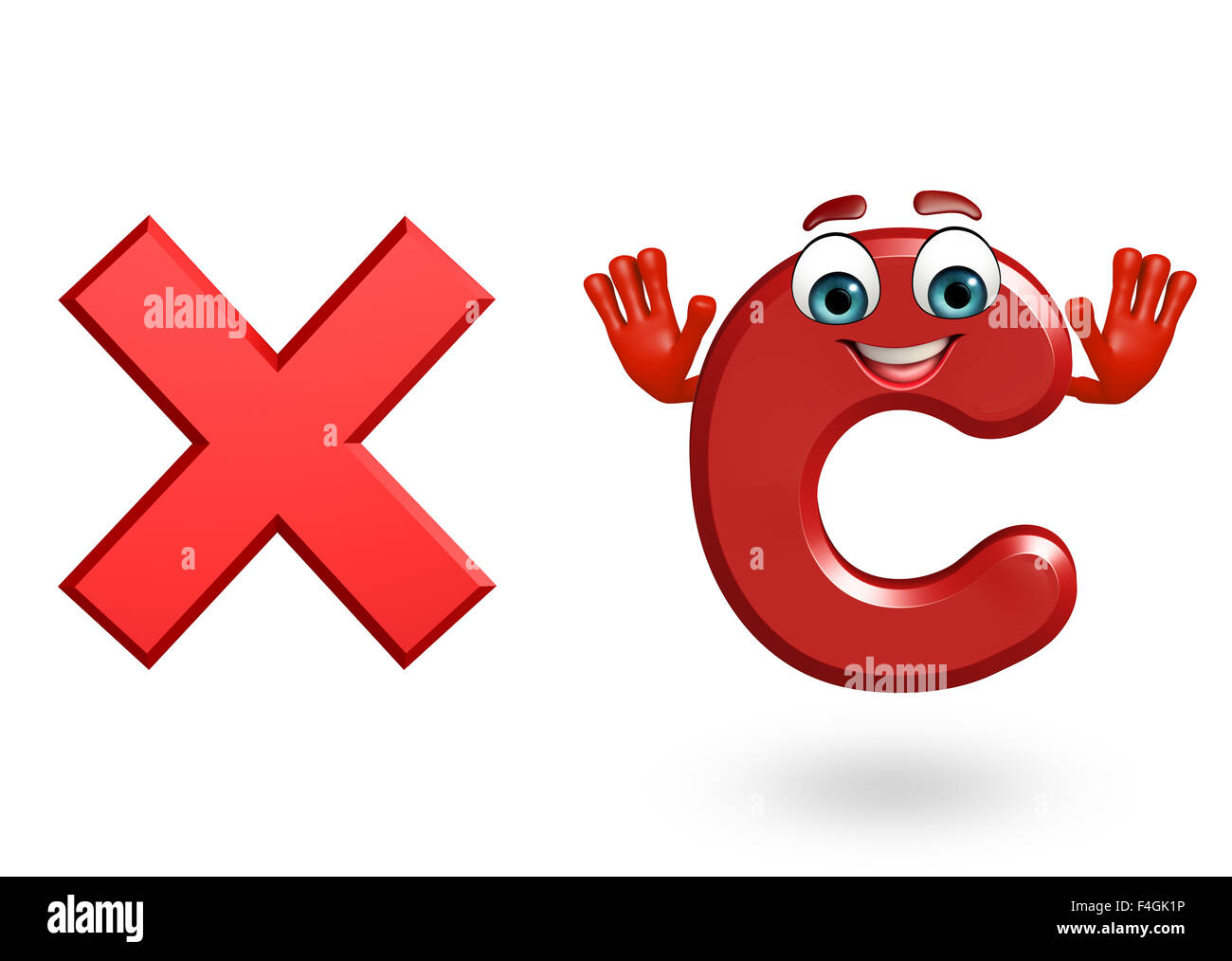3d rendered illustration of alphabet C Cartoon Character with cross ...