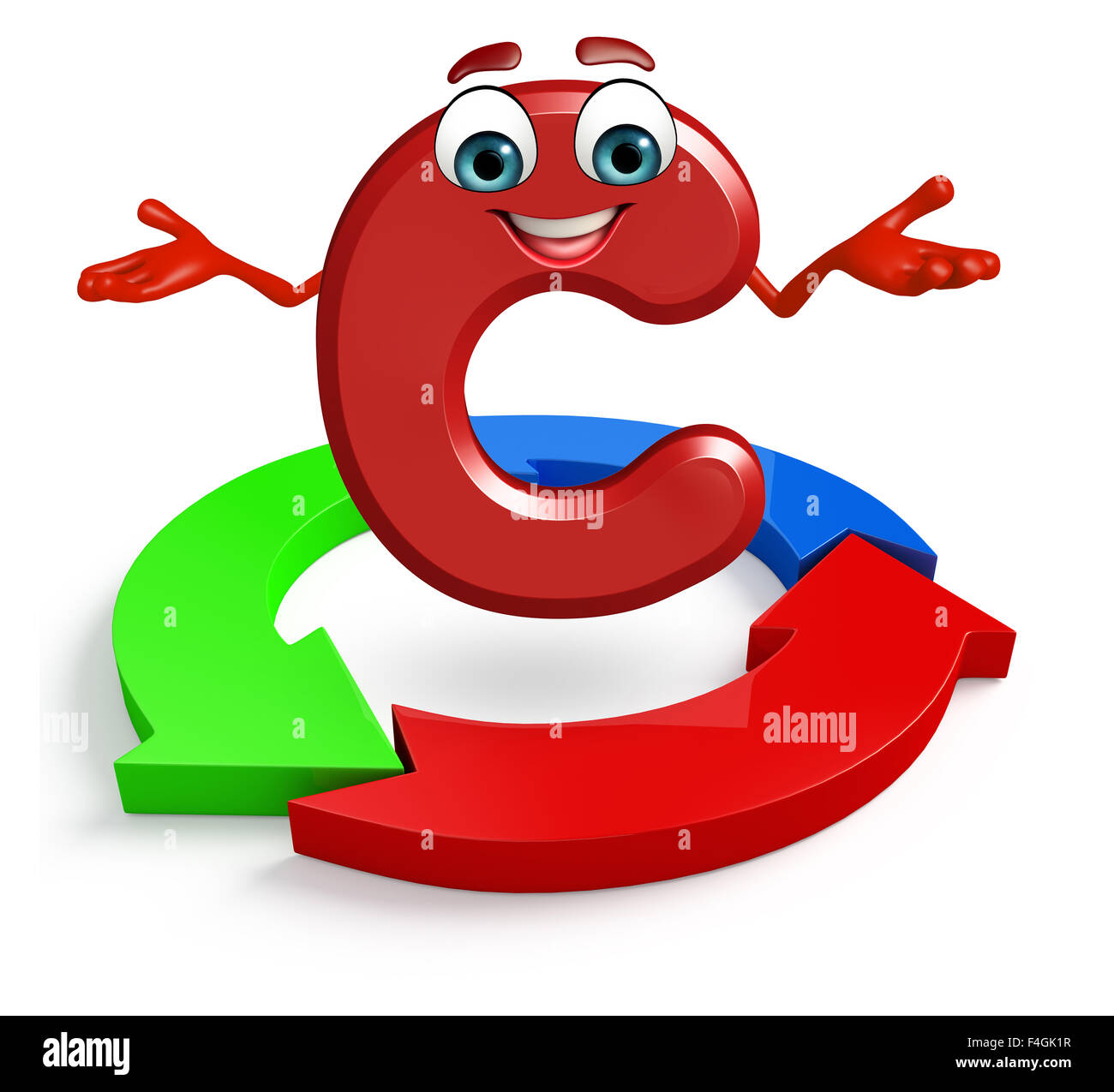 3d rendered illustration of alphabet C Cartoon Character with arrow ...