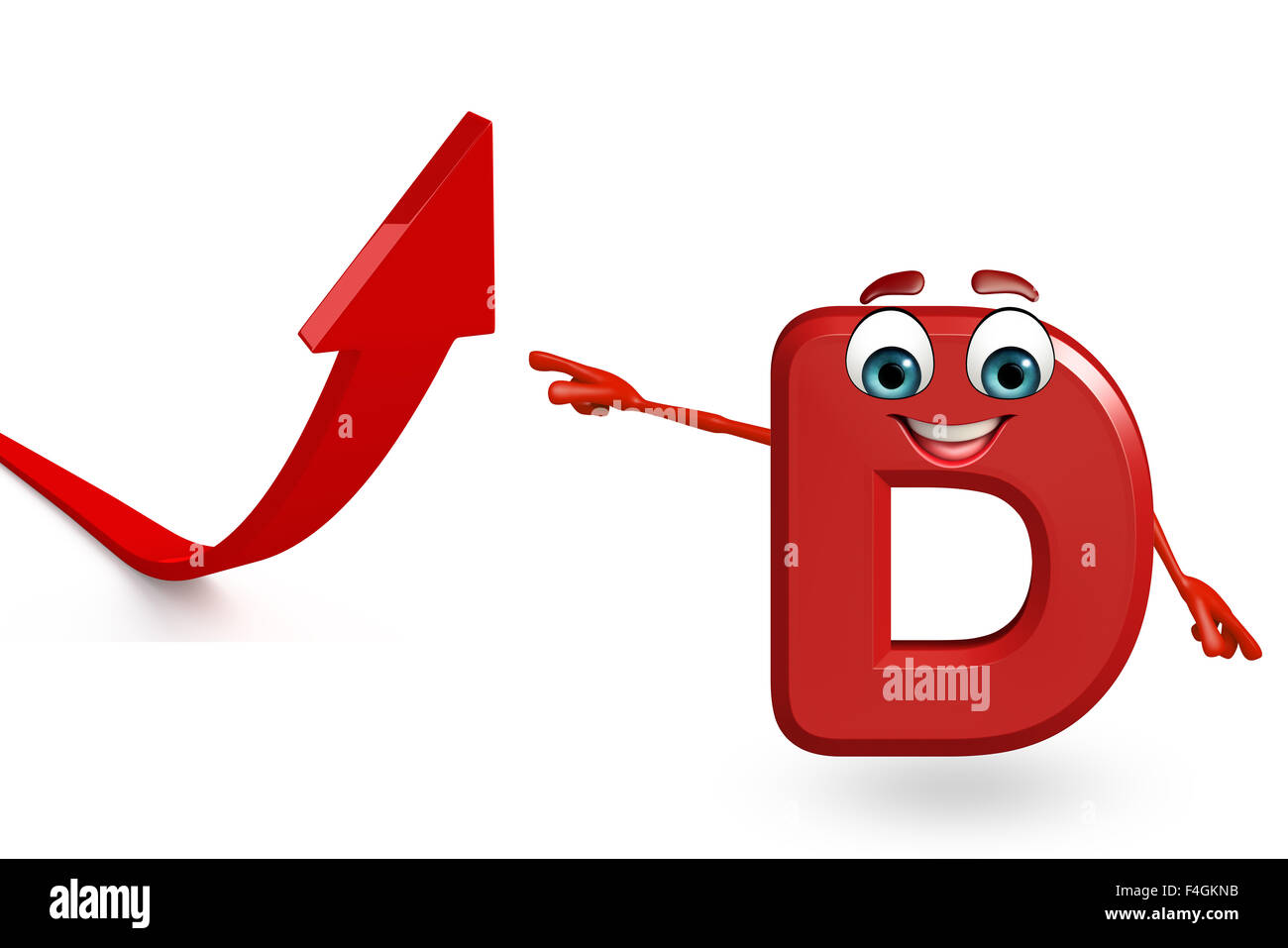 3d rendered illustration of alphabet D Cartoon Character with arrow ...