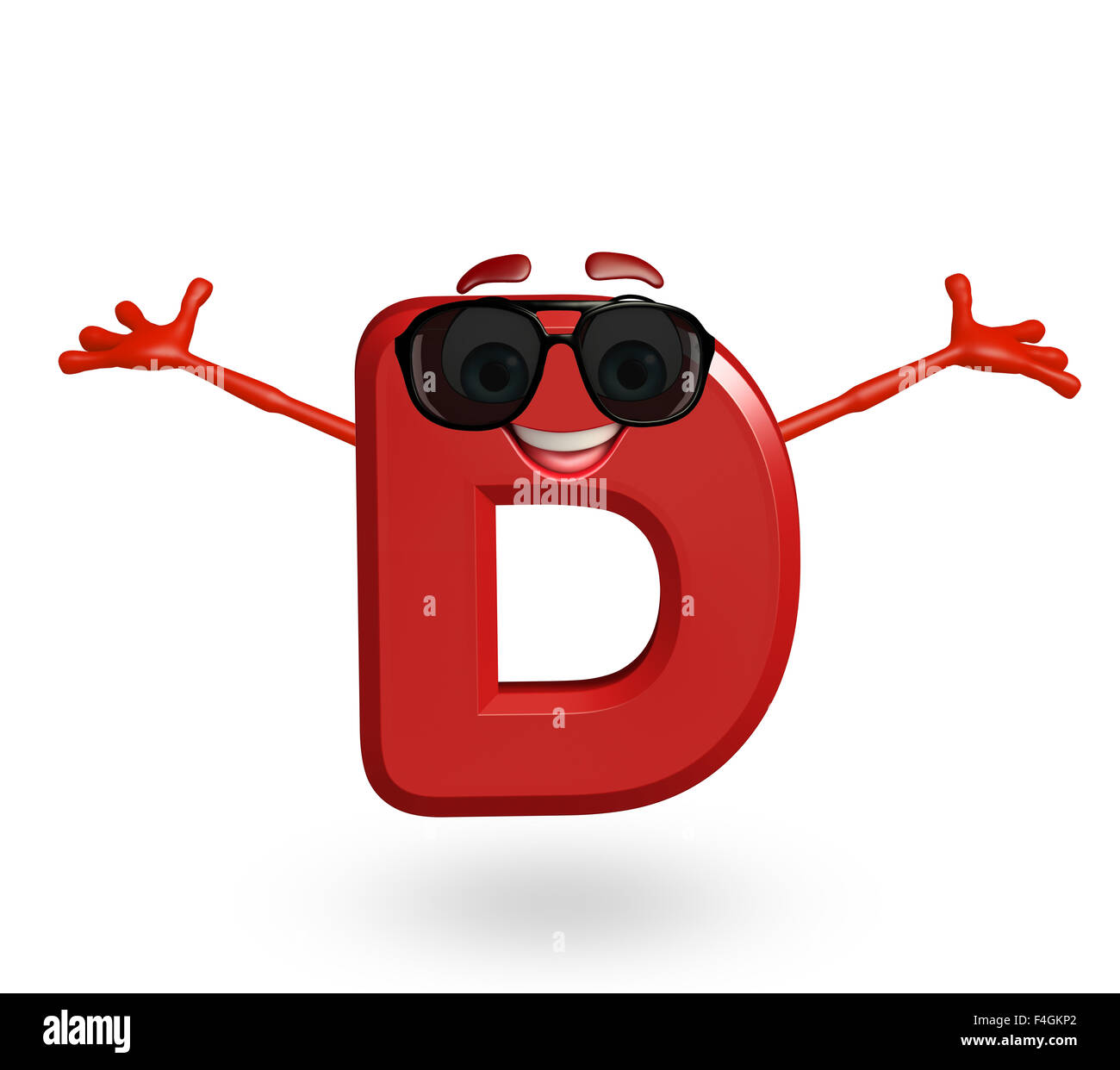 3d rendered illustration of alphabet D Cartoon Character with goggles ...
