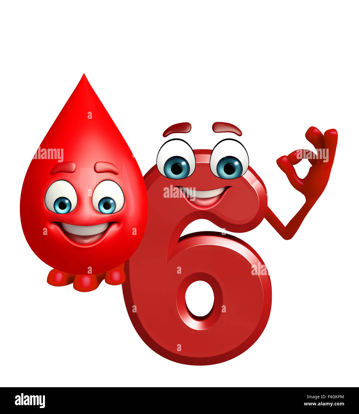 3d rendered illustration of cartoon character of six digit with blood ...