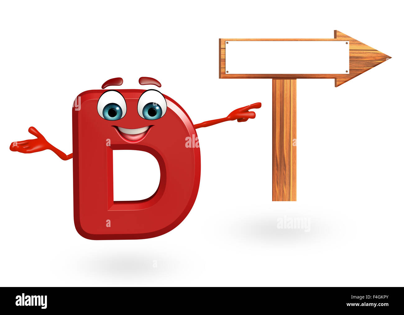 3d rendered illustration of alphabet D Cartoon Character with arrow ...