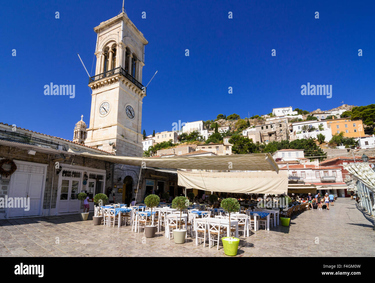 Cafe under clocktower hydra hydra hi-res stock photography and images ...
