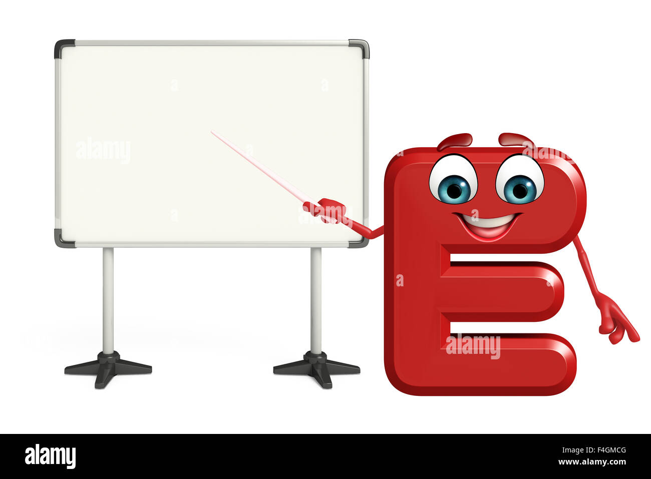 3d rendered illustration of alphabet E Cartoon Character with display ...