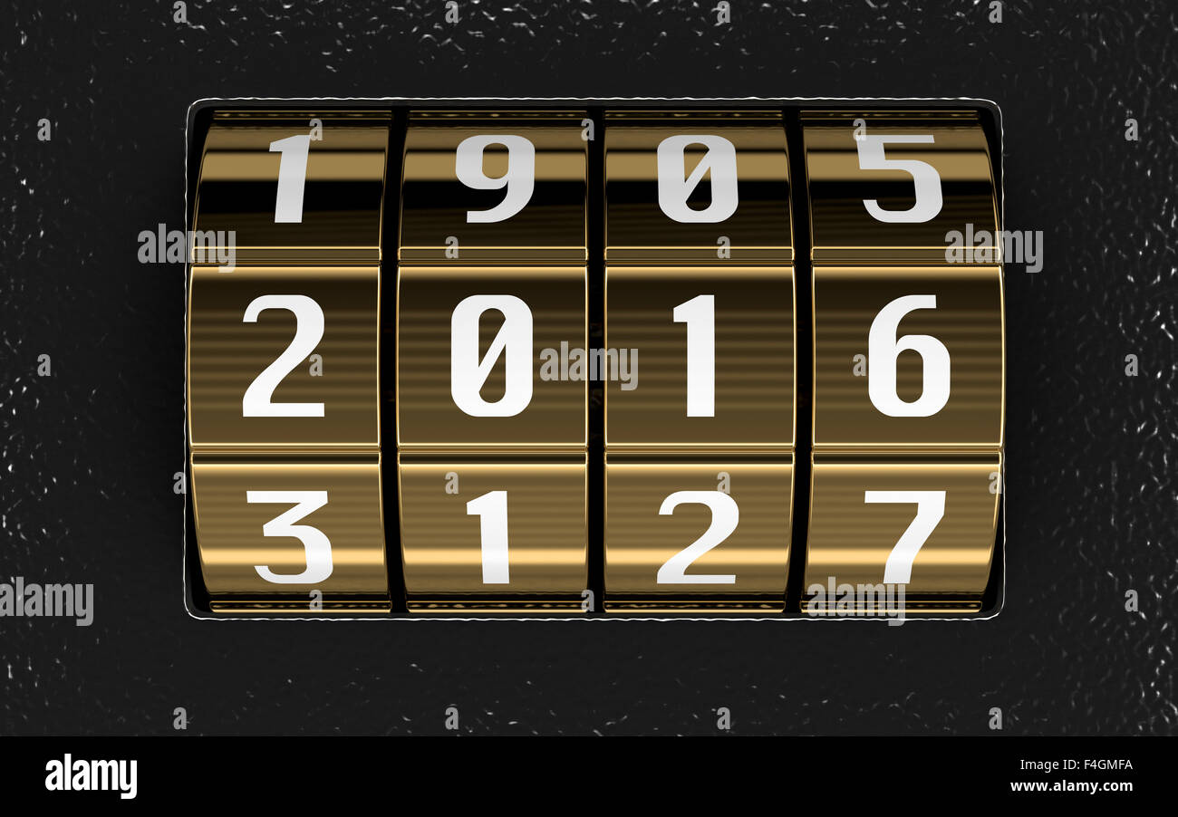 Combination lock with 2016 (clipping path included Stock Photo - Alamy