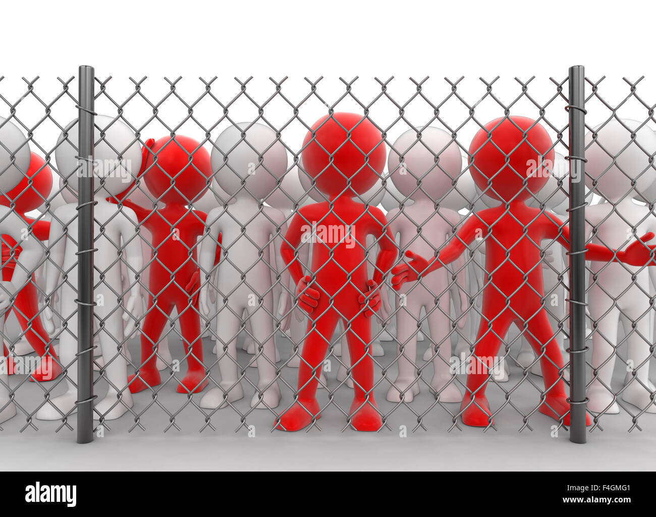 Chainlink fence and people. Image with clipping path Stock Photo - Alamy