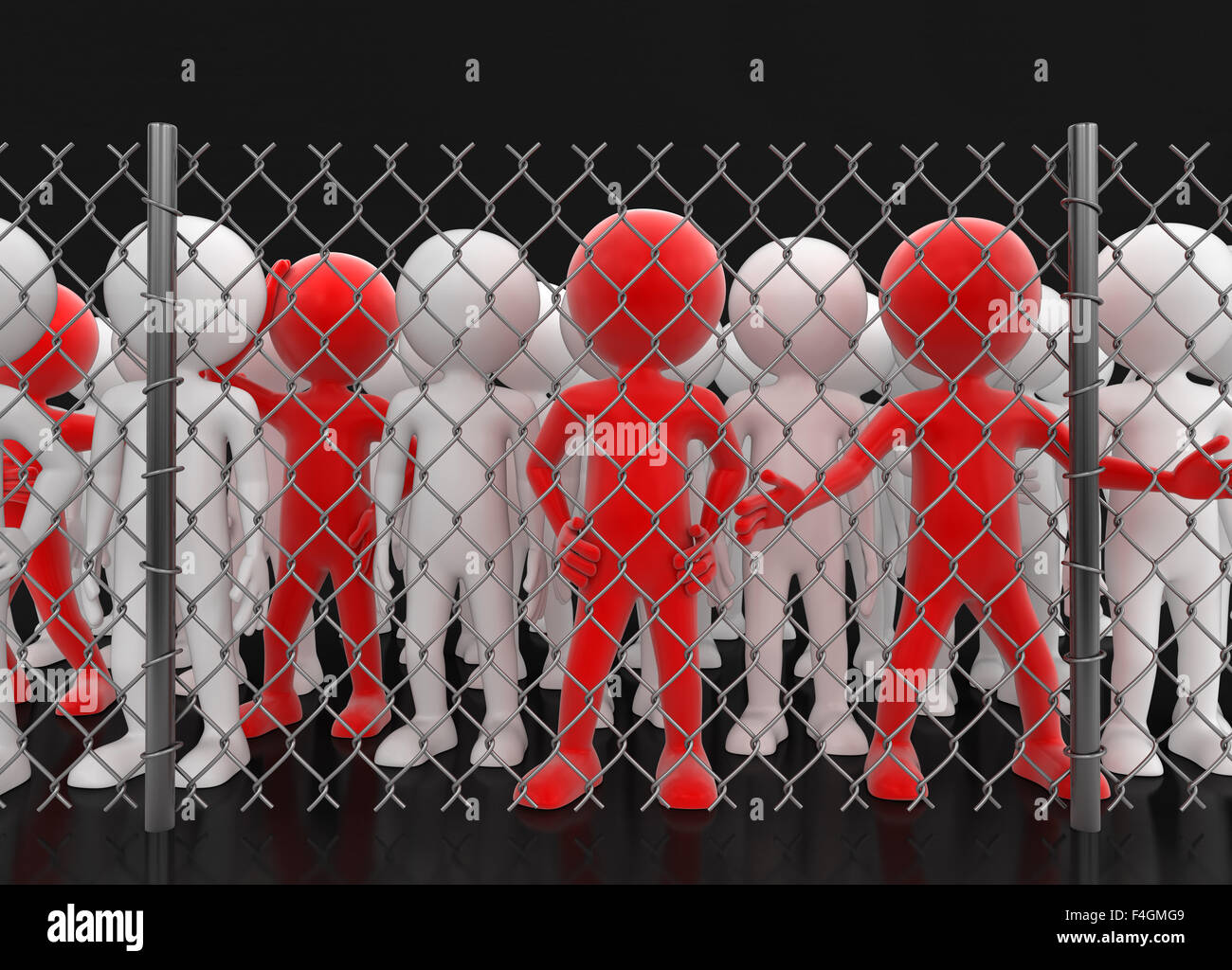 Chainlink fence and people. Image with clipping path Stock Photo - Alamy
