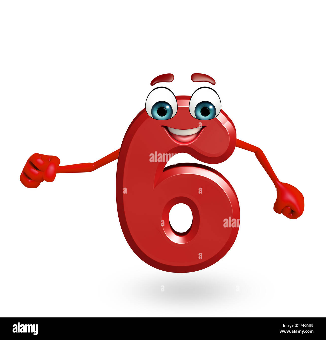 3d rendered illustration of cartoon character of six digit Stock Photo ...