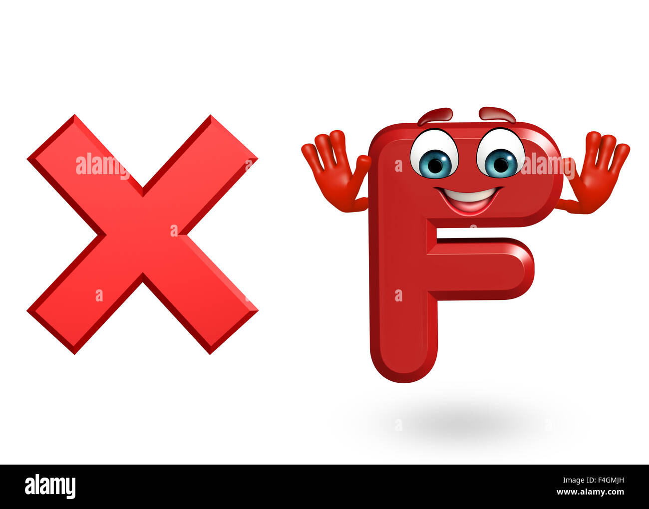 3d rendered illustration of alphabet F Cartoon Character with cross ...