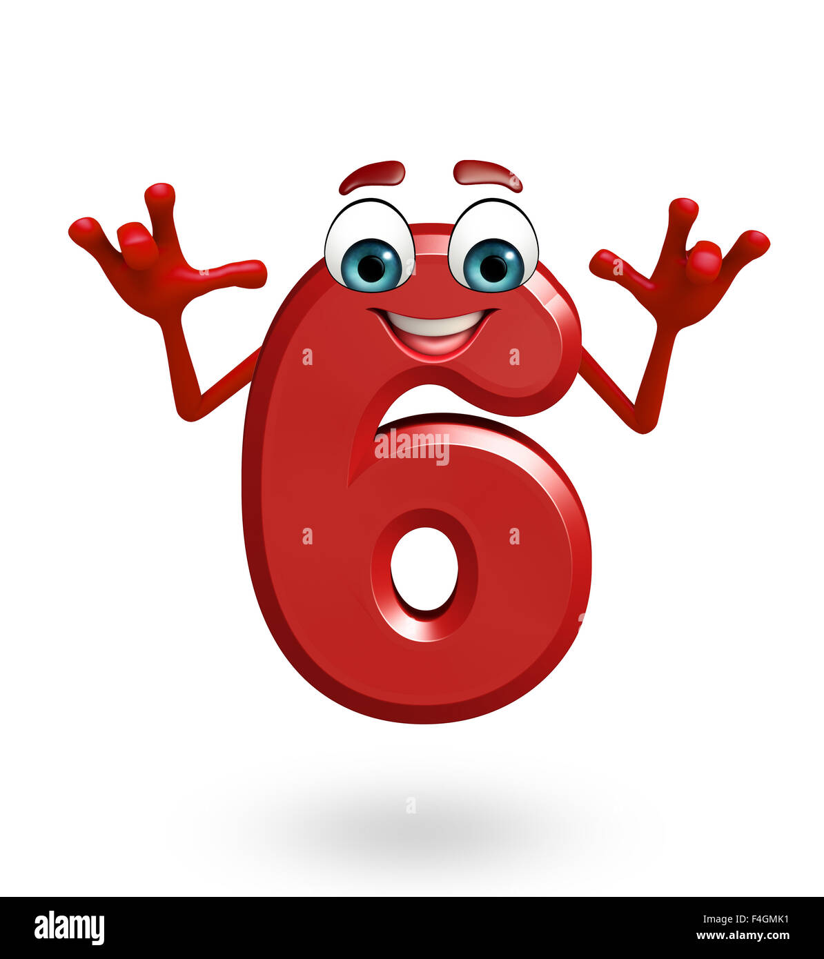 3d rendered illustration of cartoon character of six digit Stock Photo ...