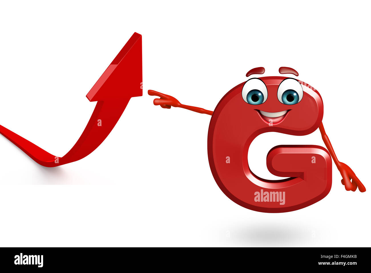 3d rendered illustration of alphabet G Cartoon Character with arrow ...