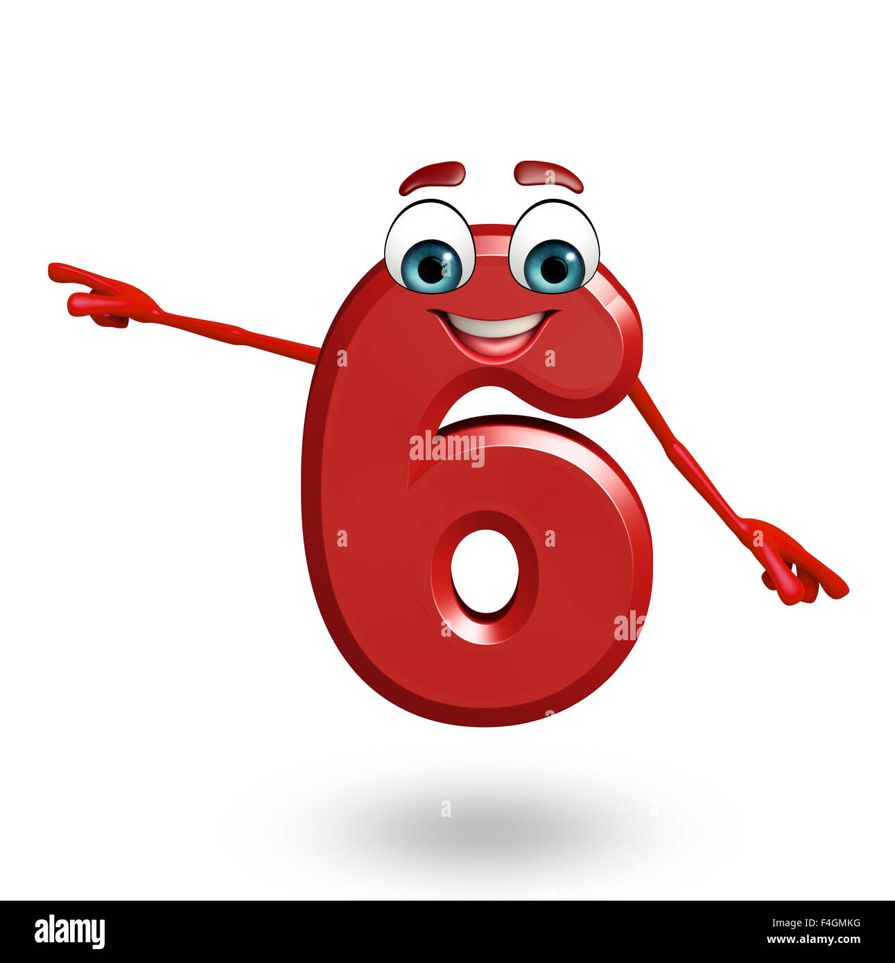 3d rendered illustration of cartoon character of six digit Stock Photo ...