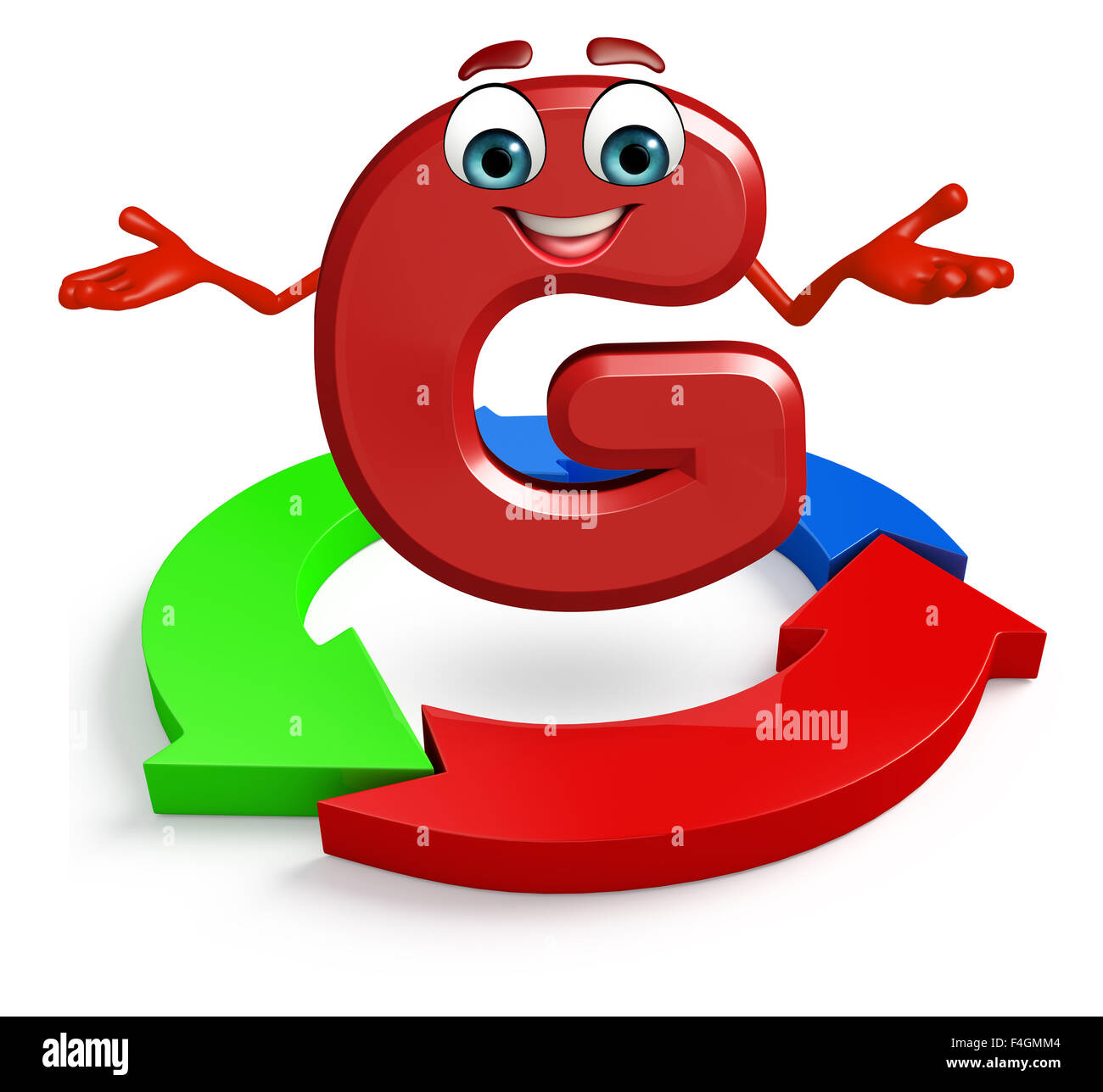 3d rendered illustration of alphabet G Cartoon Character with arrow ...