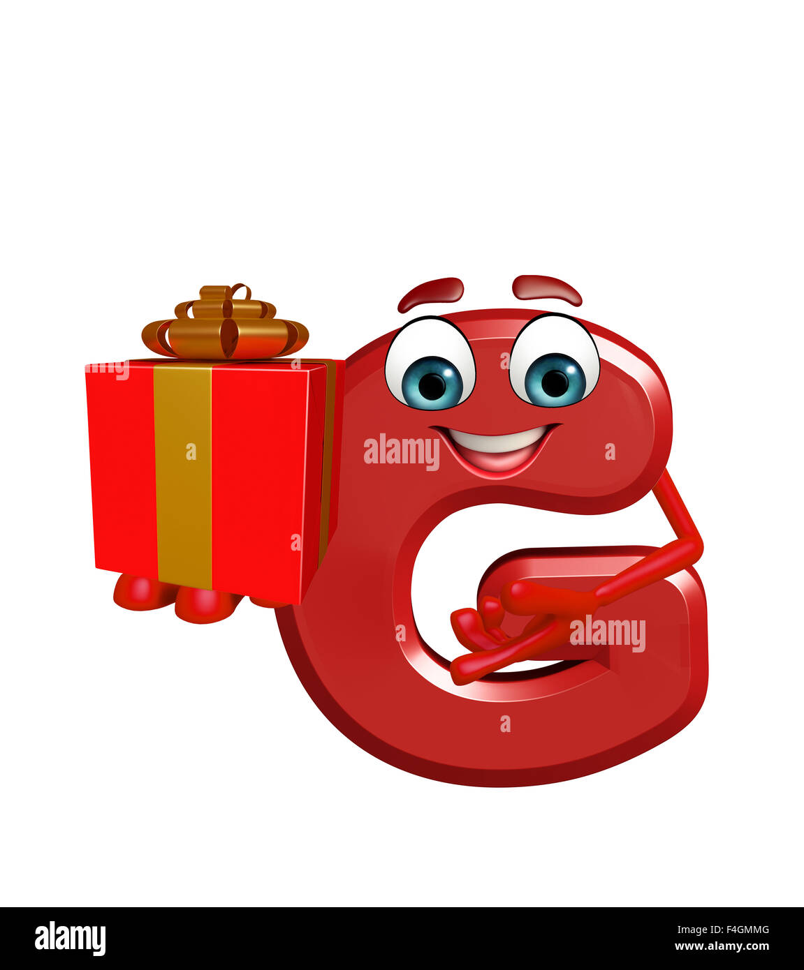 3d rendered illustration of alphabet G Cartoon Character with gift box ...