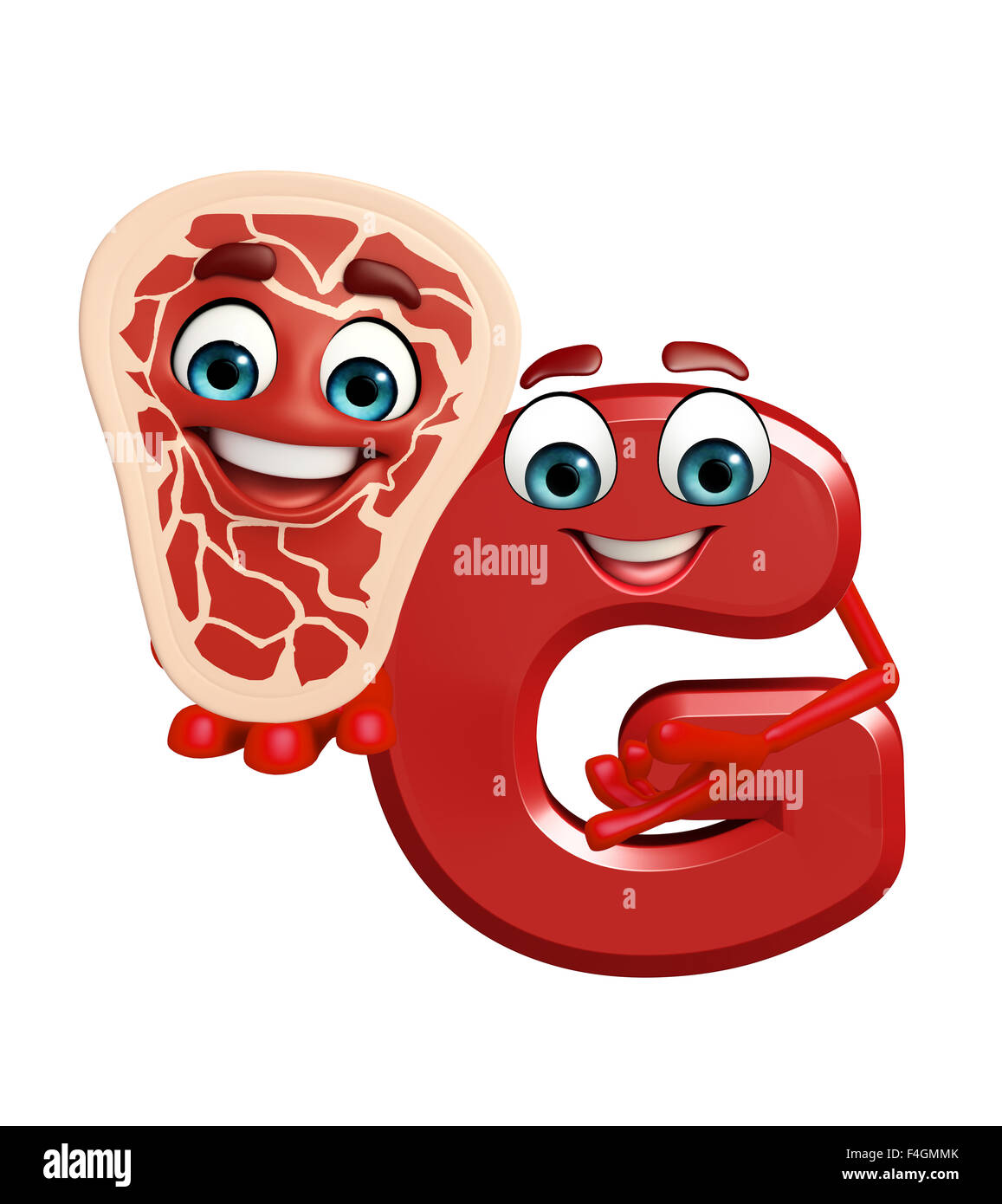 3d rendered illustration of alphabet G Cartoon Character with meat ...