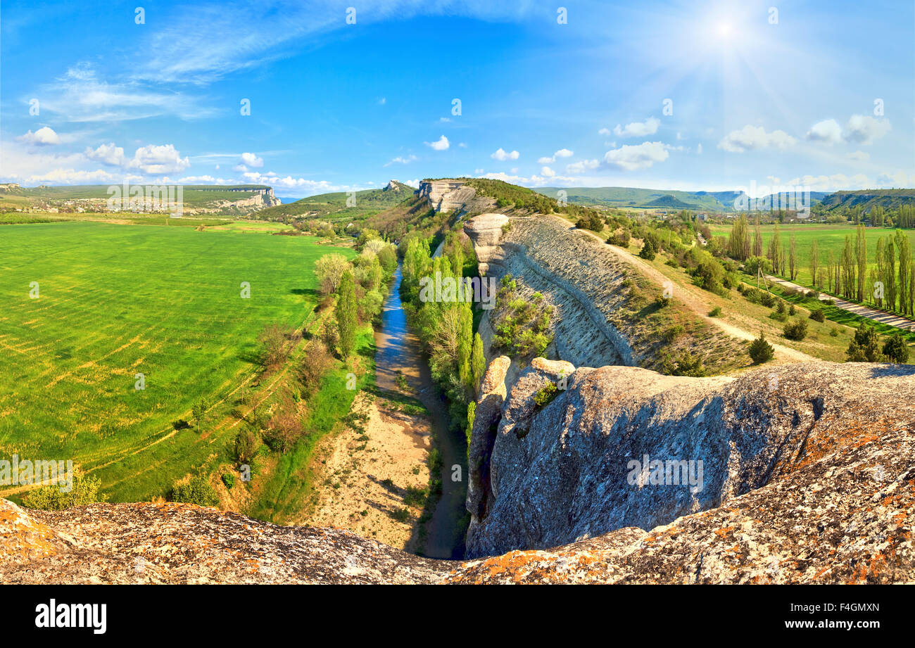 Spring Crimea Mountain landscape with rocks and river (Ukraine Stock ...